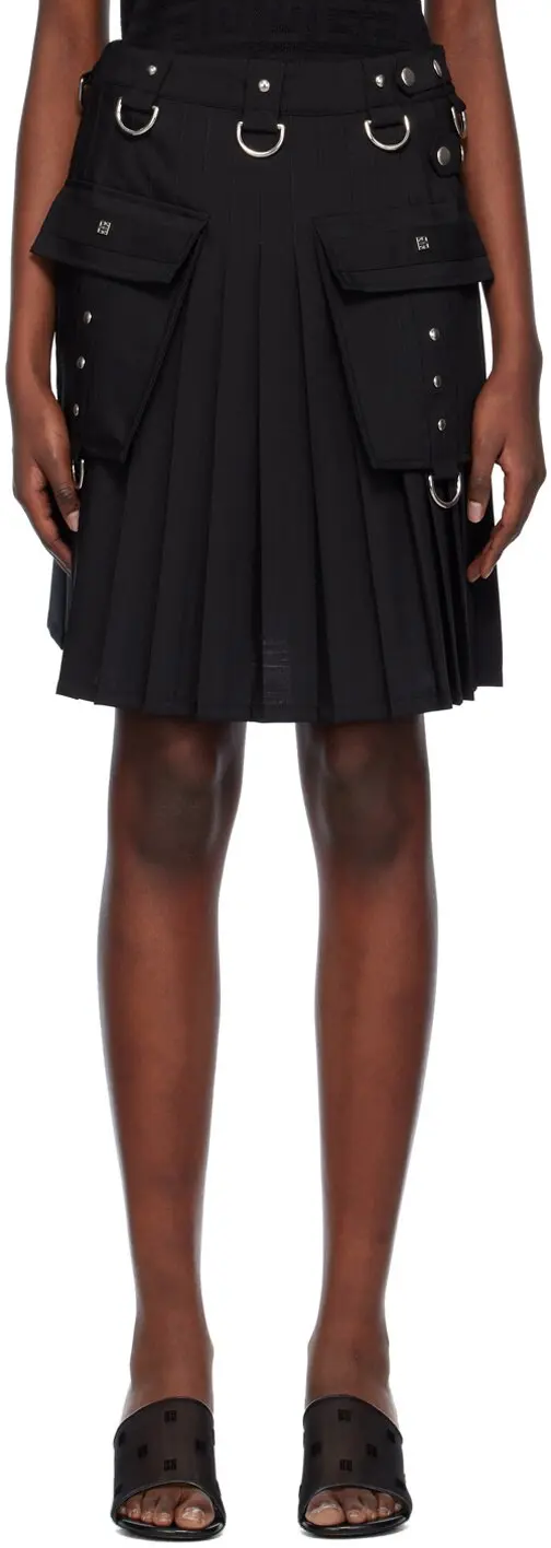 Givenchy High-waisted Pleated Kilt Skirt With D-ring Embellishments