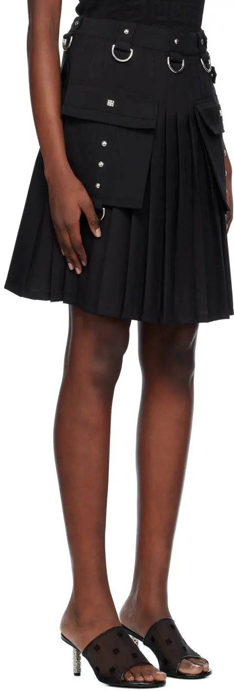 Givenchy High-waisted Pleated Kilt Skirt With D-ring Embellishments