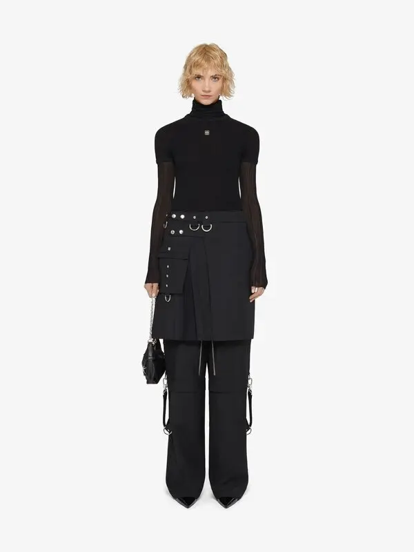 Givenchy High-waisted Pleated Kilt Skirt With D-ring Embellishments