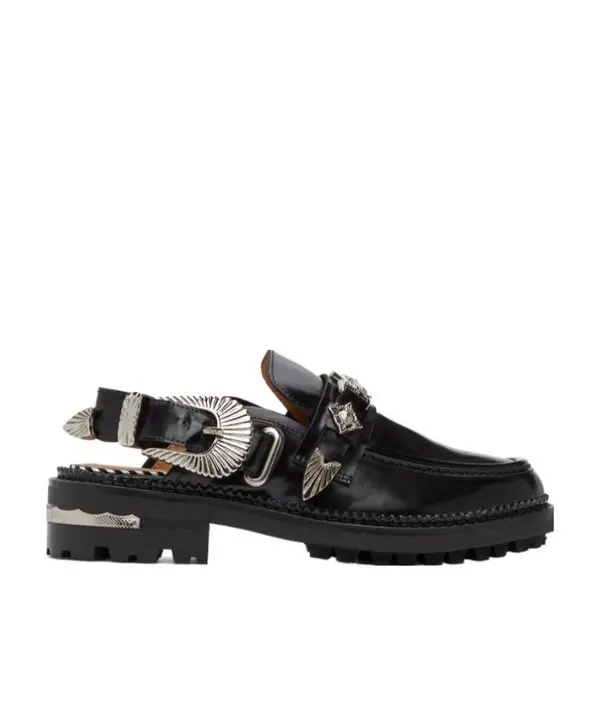 Toga Round-toe Slingback Mule Loafers