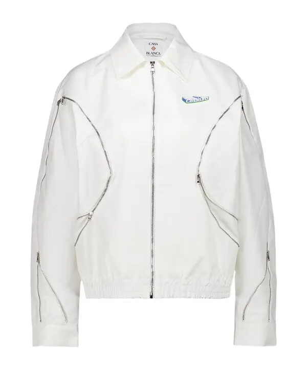 Casablanca Cotton Zip-up Jacket With Silver Hardware - White