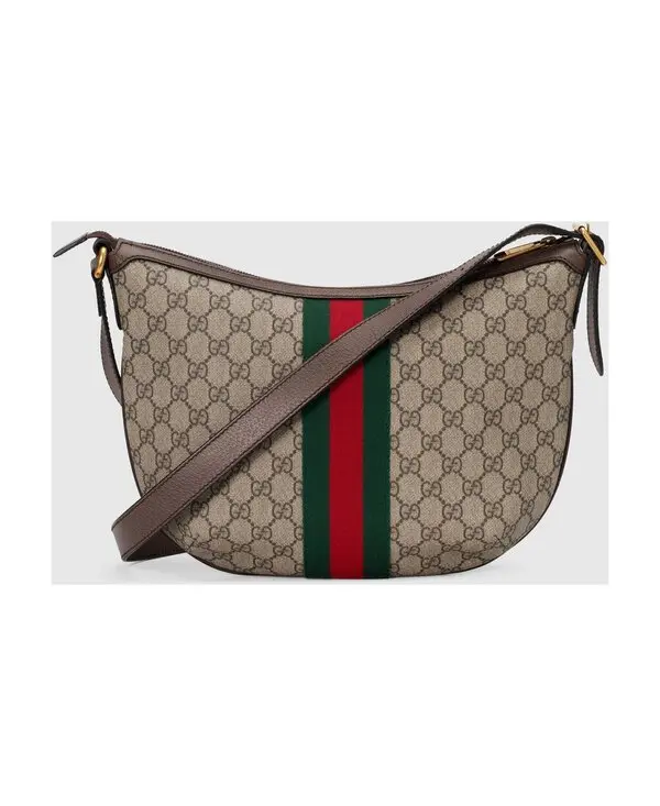 Gucci Ophidia Gg Monogram Saddle Bag With Web Stripe