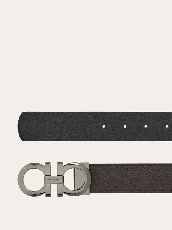 FERRAGAMO Reversible Gancini Belt - Black