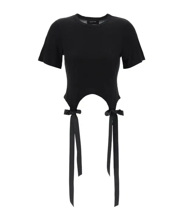 Simone Rocha Bow Detailed Crewneck T-shirt - Black