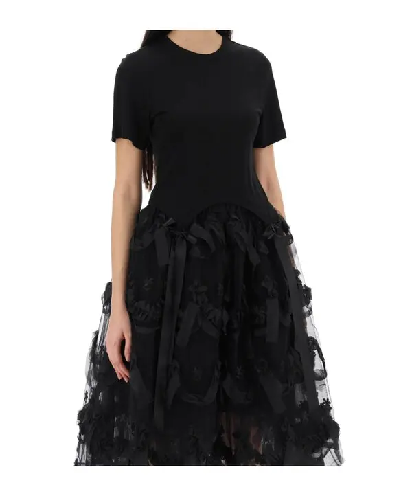 Simone Rocha Bow Detailed Crewneck T-shirt - Black