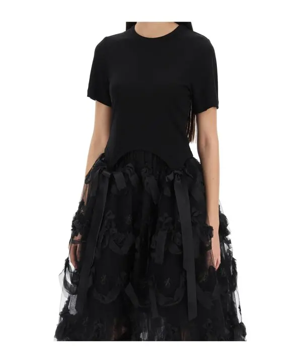 Simone Rocha Bow Detailed Crewneck T-shirt - Black