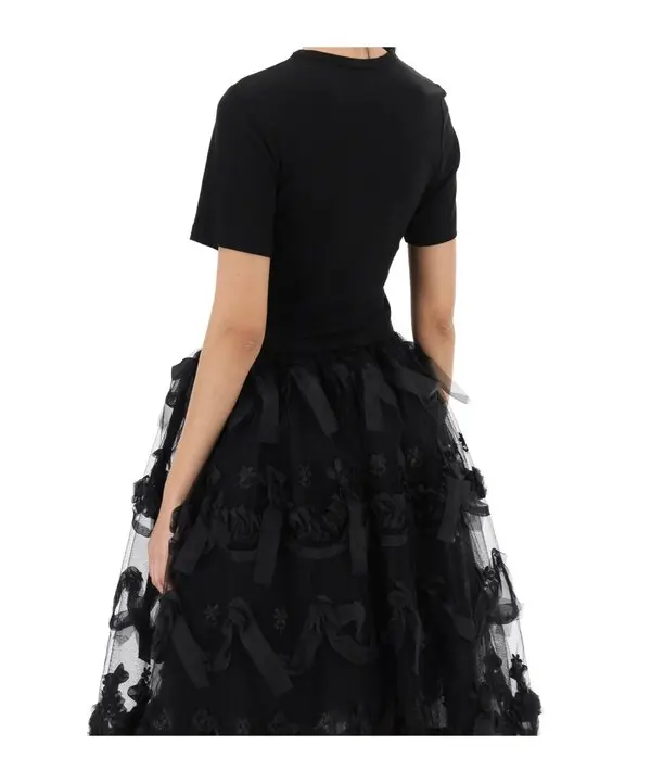 Simone Rocha Bow Detailed Crewneck T-shirt - Black