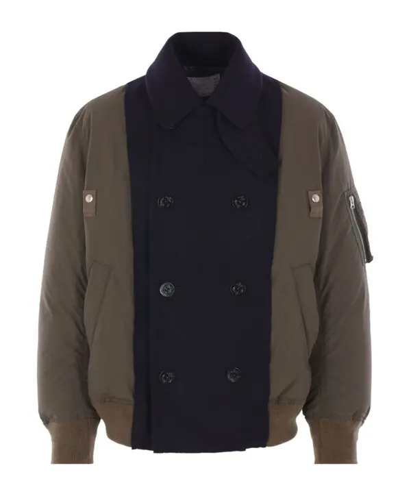 Sacai Double-breasted Anchor-button Coat