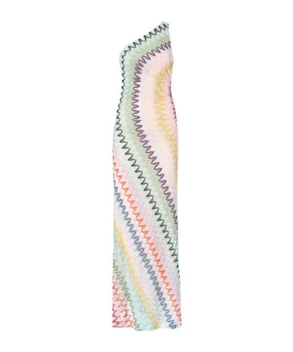 Missoni Chevron Lamé One-shoulder Long Dress - Multicoloured