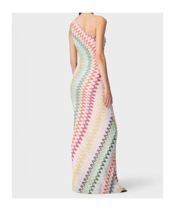 Missoni Chevron Lamé One-shoulder Long Dress - Multicoloured