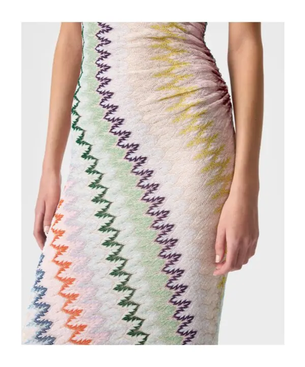 Missoni Chevron Lamé One-shoulder Long Dress - Multicoloured