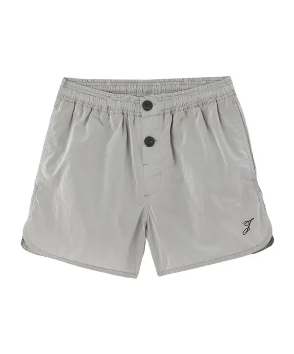 Jacquemus Mid-waist Swim Shorts With Button Placket - Silver