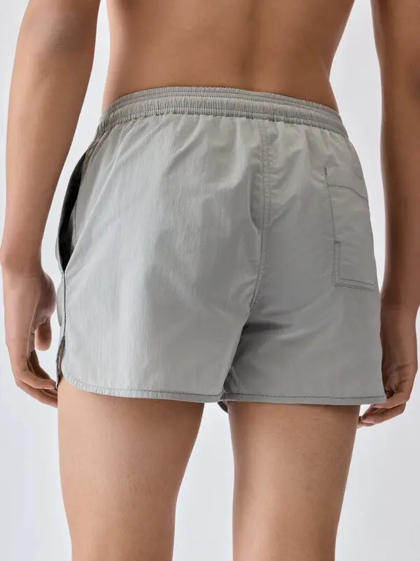 Jacquemus Mid-waist Swim Shorts With Button Placket - Silver