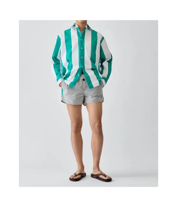 Jacquemus Mid-waist Swim Shorts With Button Placket - Silver