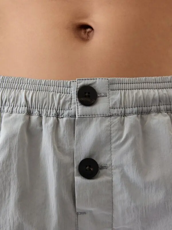 Jacquemus Mid-waist Swim Shorts With Button Placket - Silver