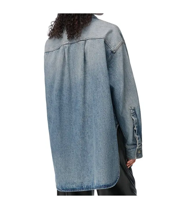 Loewe Overshirt In Cotton With Lapel And Curved Hem