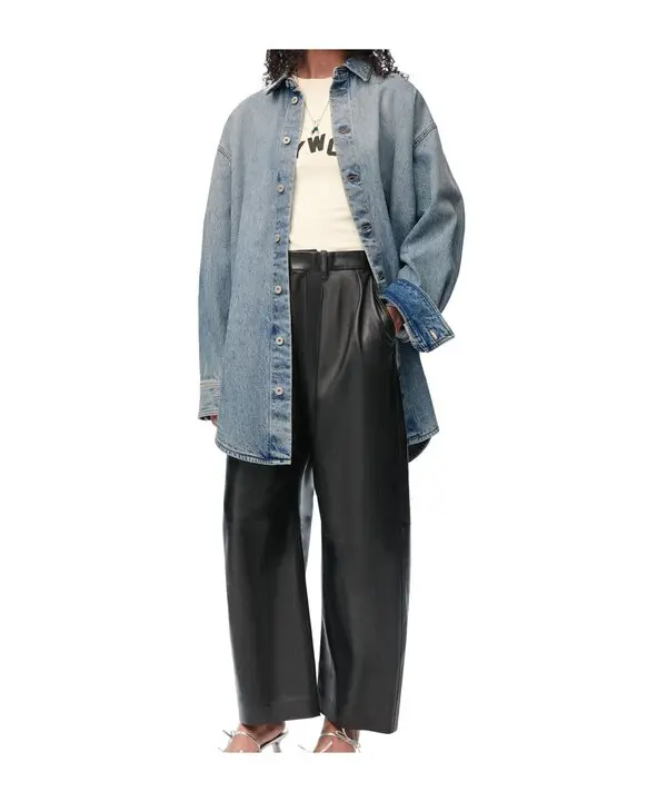 Loewe Overshirt In Cotton With Lapel And Curved Hem