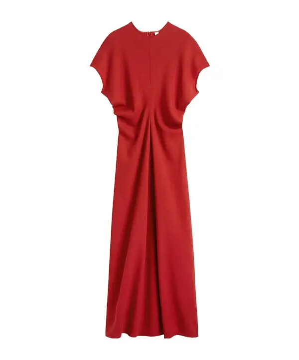 TOTEME Slouched-waist Crewneck Maxi Dress - Red