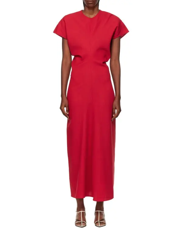 TOTEME Slouched-waist Crewneck Maxi Dress - Red