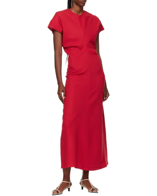 TOTEME Slouched-waist Crewneck Maxi Dress - Red
