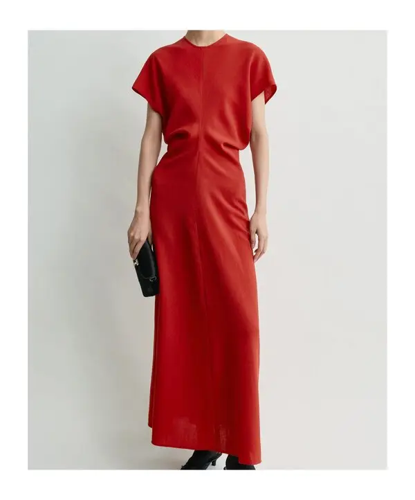 TOTEME Slouched-waist Crewneck Maxi Dress - Red