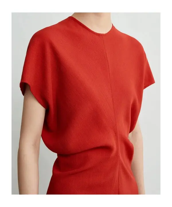 TOTEME Slouched-waist Crewneck Maxi Dress - Red