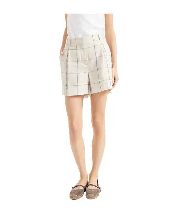 Brunello Cucinelli Checked High-waisted Pleated Shorts