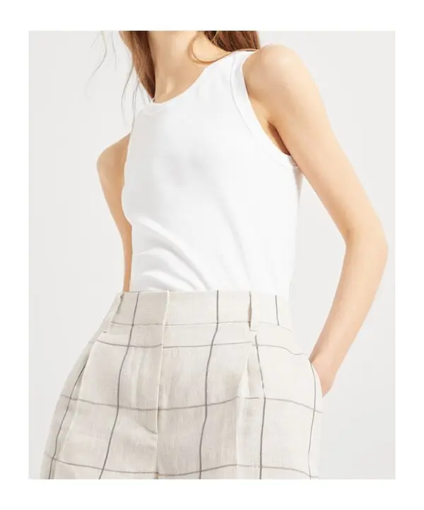 Brunello Cucinelli Checked High-waisted Pleated Shorts