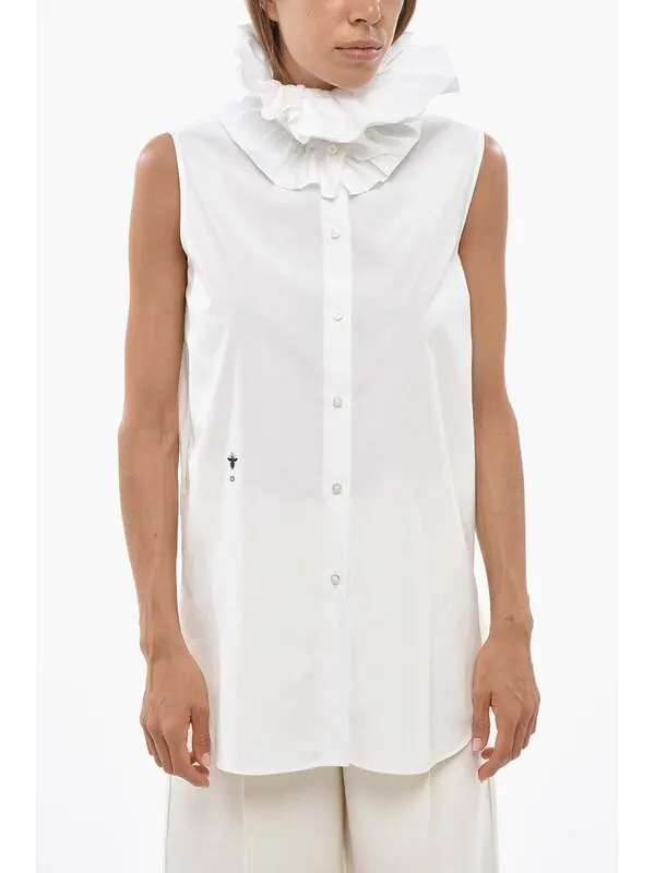 Dior Sleeveless Blouse With Detachable Ruched Collar