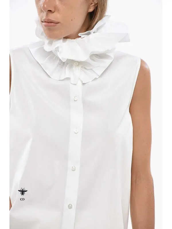 Dior Sleeveless Blouse With Detachable Ruched Collar