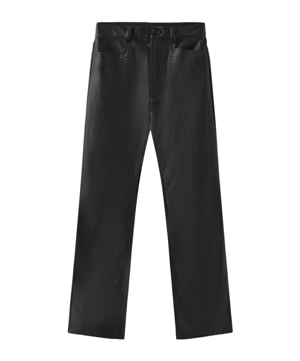 Marissa Chiara Belt Loop Leather Pants - Black