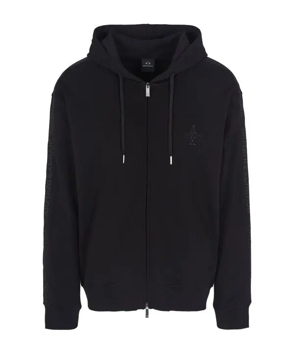 Armani Exchange Logo Embroidered Zip-up Hoodie