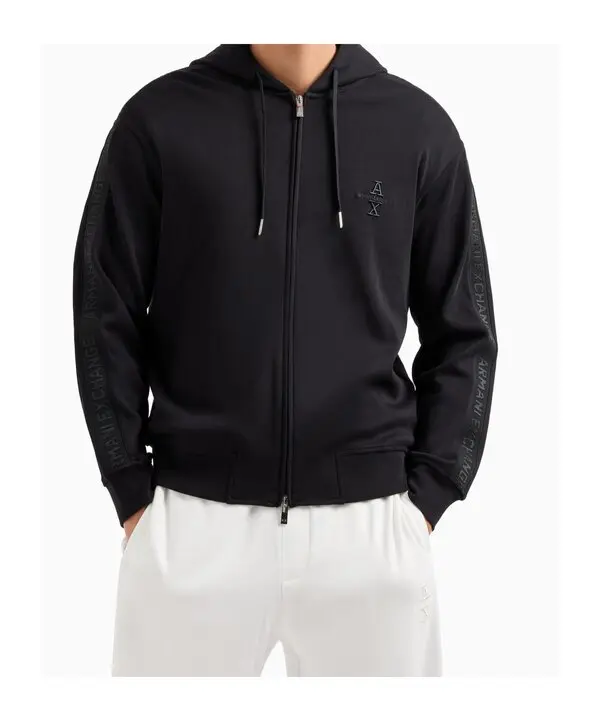 Armani Exchange Logo Embroidered Zip-up Hoodie