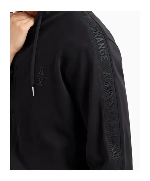 Armani Exchange Logo Embroidered Zip-up Hoodie