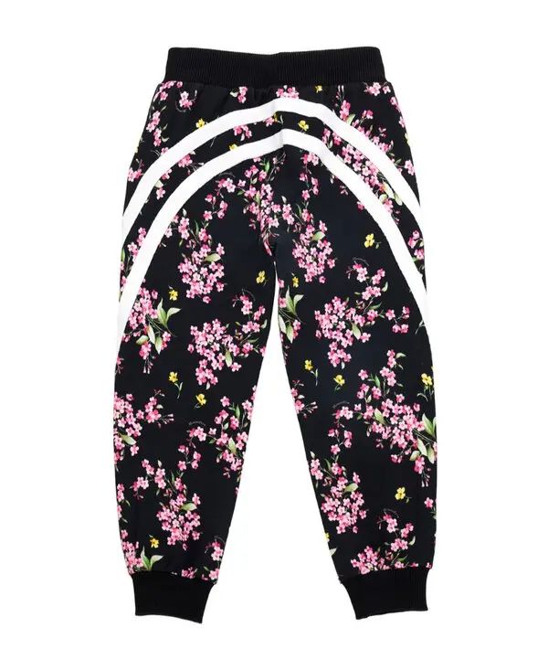 Monnalisa Floral Fleece Jogger Pants With Drawstring Waist