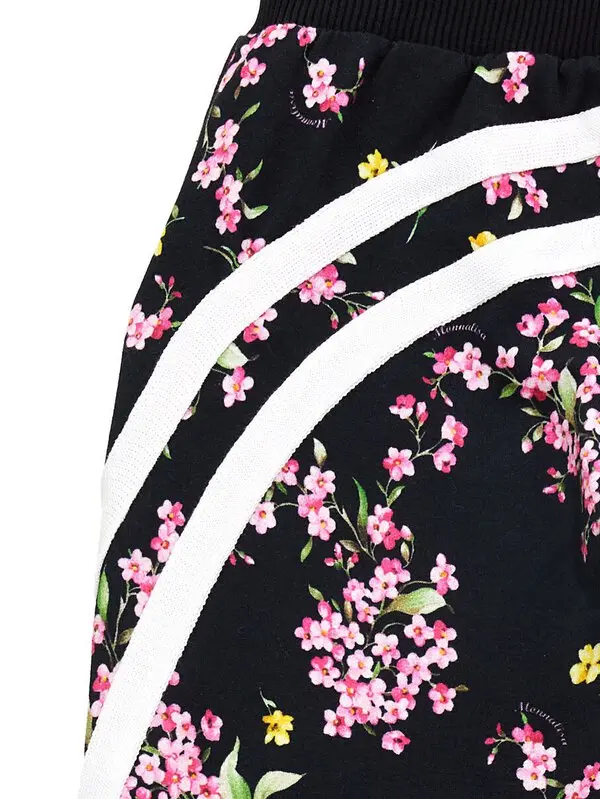 Monnalisa Floral Fleece Jogger Pants With Drawstring Waist