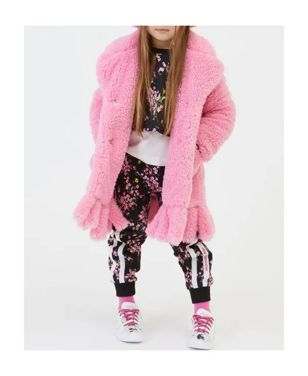 Monnalisa Floral Fleece Jogger Pants With Drawstring Waist