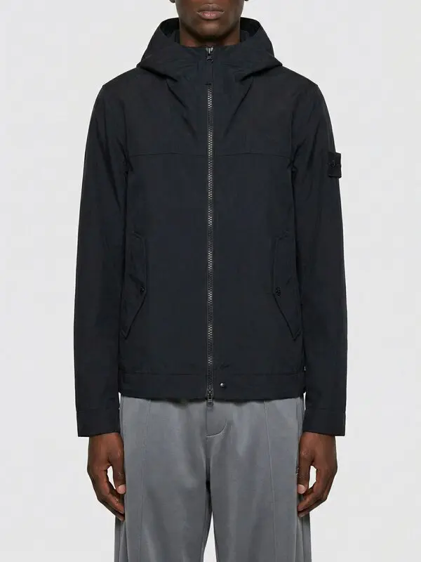 Stone Island Logo Patch Zip-up Hooded Jacket