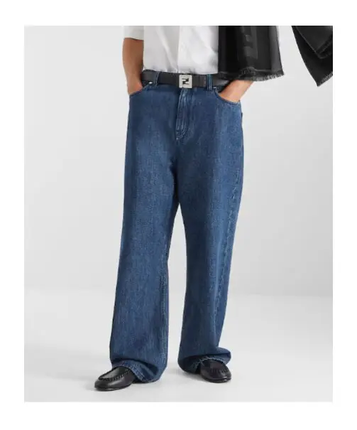 Fendi High Waisted Straight Leg Jeans - Blue