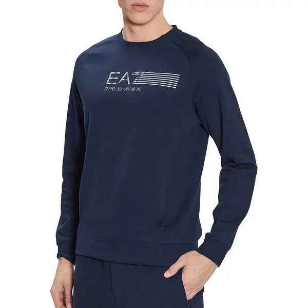 EA7 Logo Printed Crew Neck Sweater