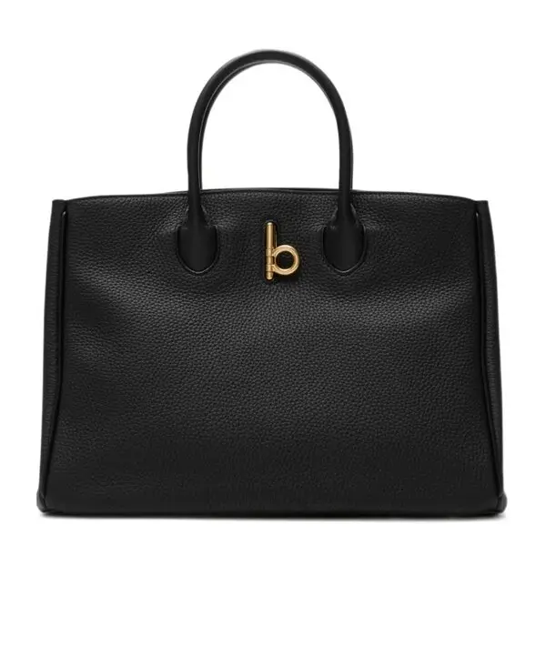Burberry Top Handle Bag With Logo Detail - Black