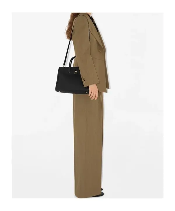 Burberry Top Handle Bag With Logo Detail - Black
