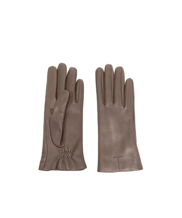 TOTEME Leather Gloves With Elastic Splicing - Coffee