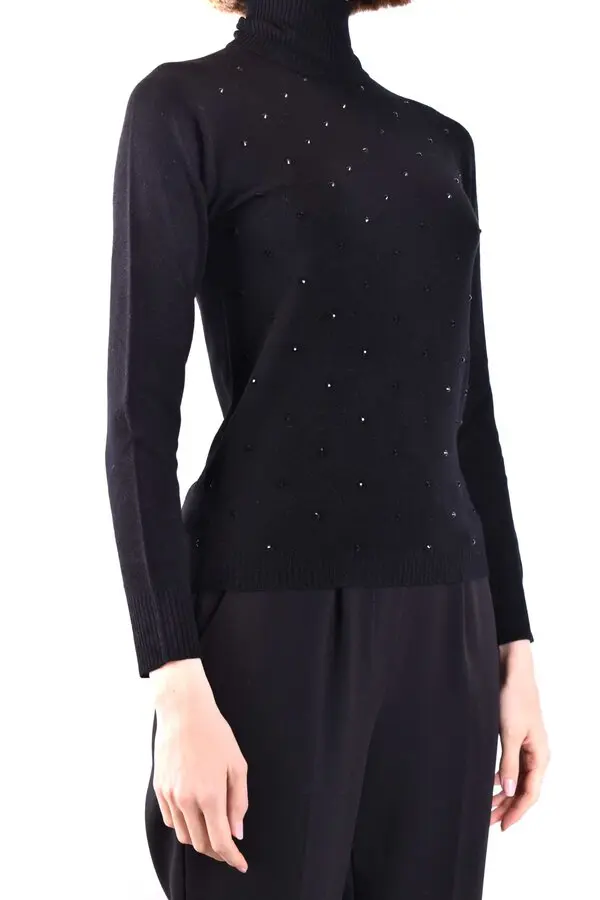 Ermanno Scervino High-neck Embellished Long-sleeve Sweater - Black