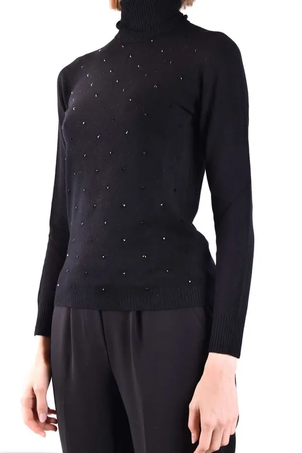 Ermanno Scervino High-neck Embellished Long-sleeve Sweater - Black