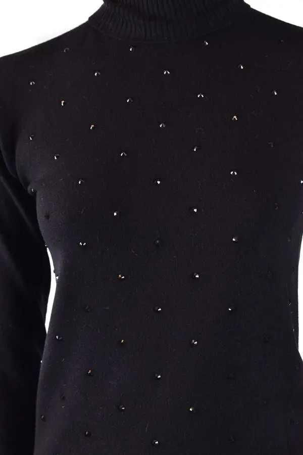 Ermanno Scervino High-neck Embellished Long-sleeve Sweater - Black