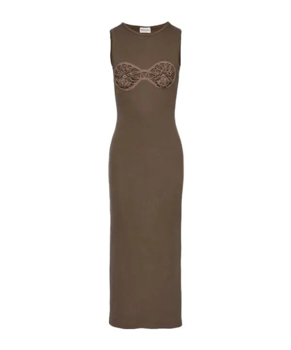 Magda Butrym Round Neck Dress - Brown