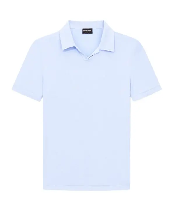 Giorgio Armani Stretch Short-sleeved Jersey Polo Shirt - Blue