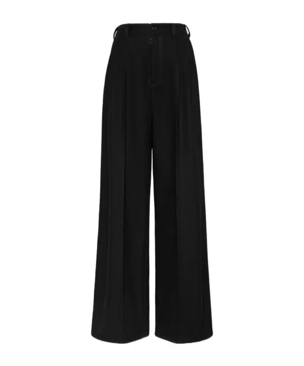 MAISON MARGIELA Logo Stitched Wide-leg Trousers - Black