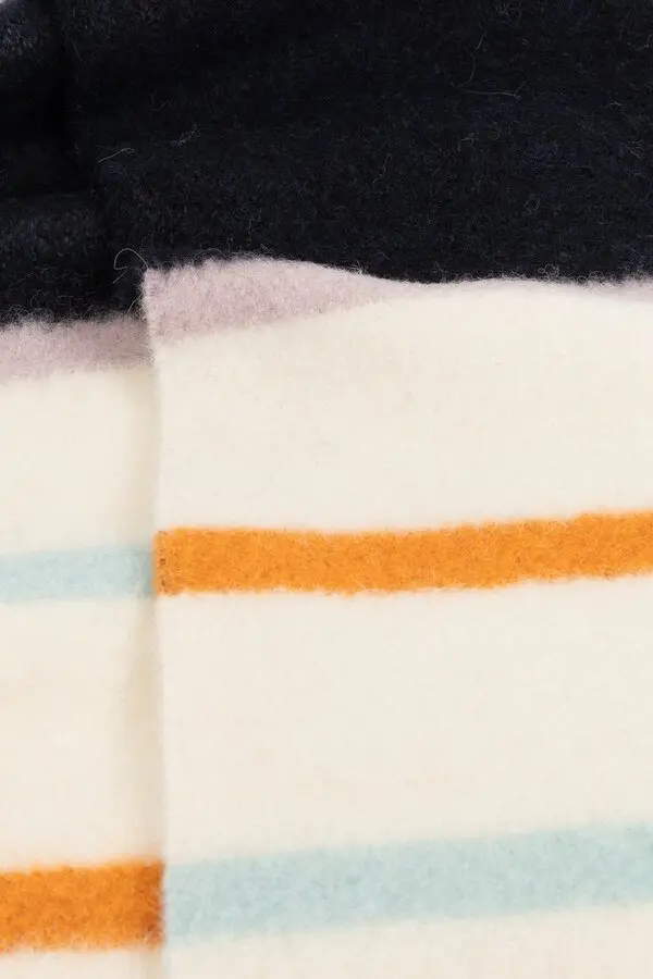 Marni Logo Patch Striped Fringed Scarf